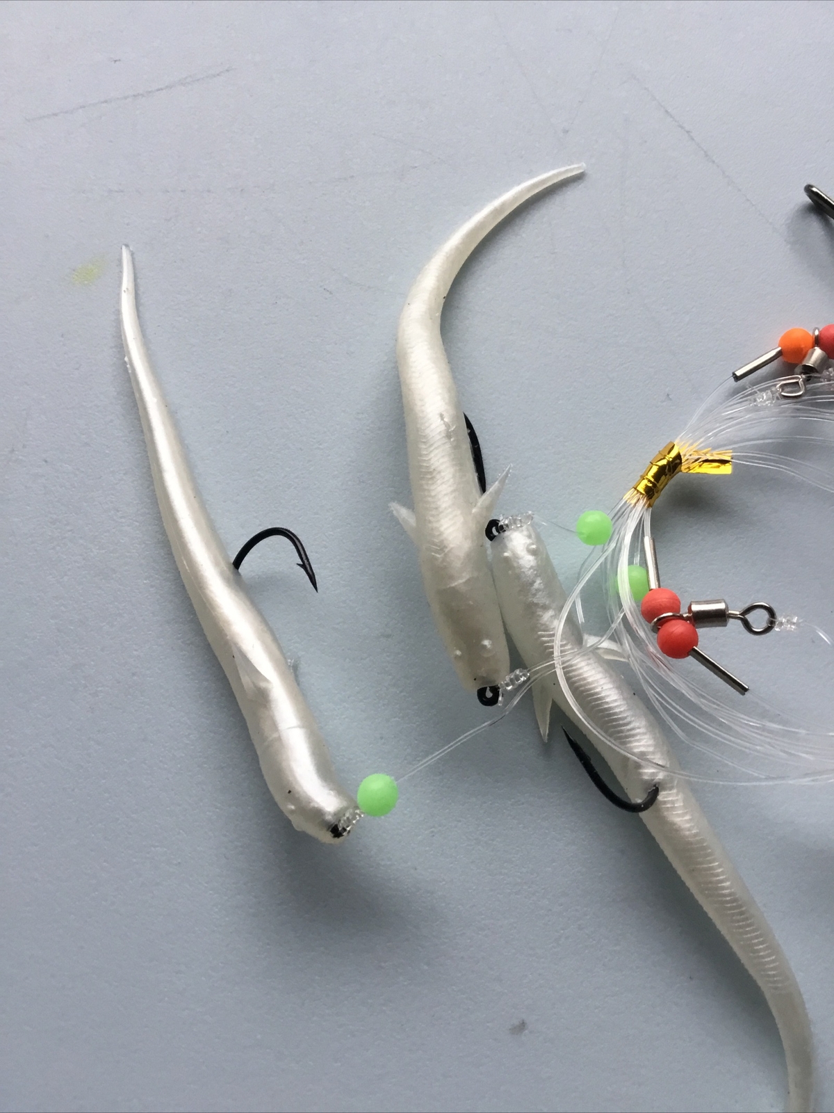 sea fishing ready tied cod and pollock rigs on 3/0 Hooks Pearl elver ...