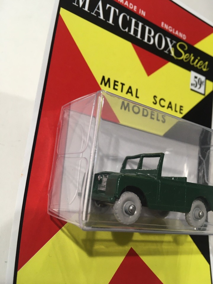 Vintage Lesney Matchbox 12 Custom Land Rover Grey Wheels Blister Pack ...
