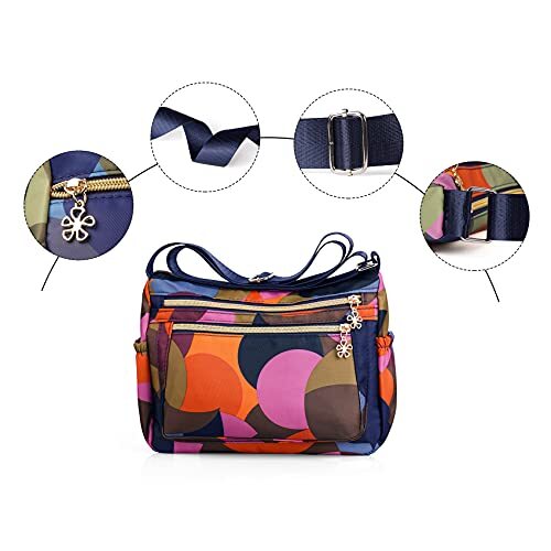 Nylon Purses Lightweight Shoulder Bags Multipockets Crossbody Handbags ...