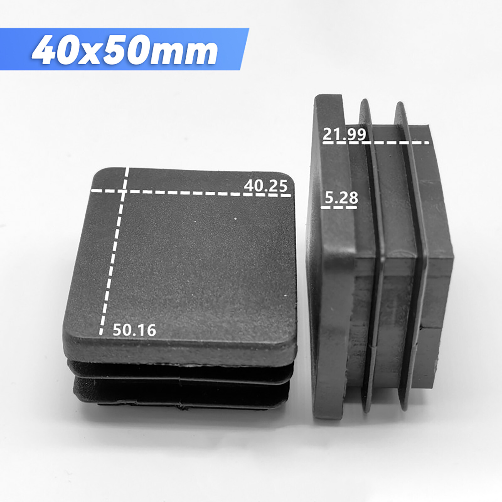 Rectangular Plastic End Caps Ribbed Plugs Blanking Inserts Tube Pipe ...