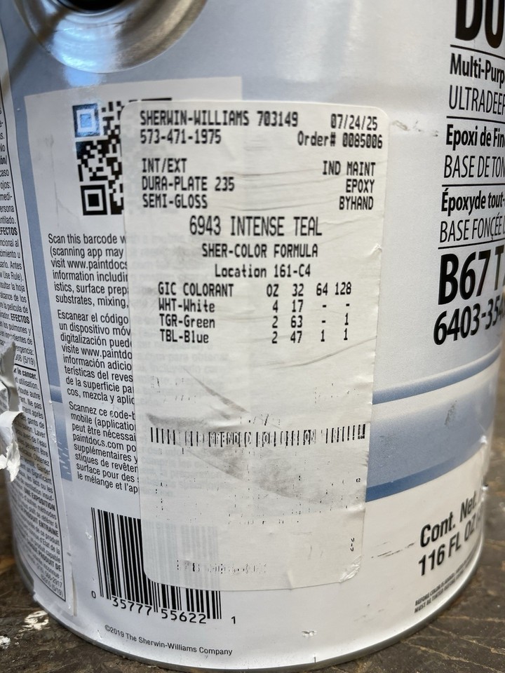 Sherwin Williams Dura-Plate 235 Multi-Purpose Epoxy Kit/ 6943 Intense ...