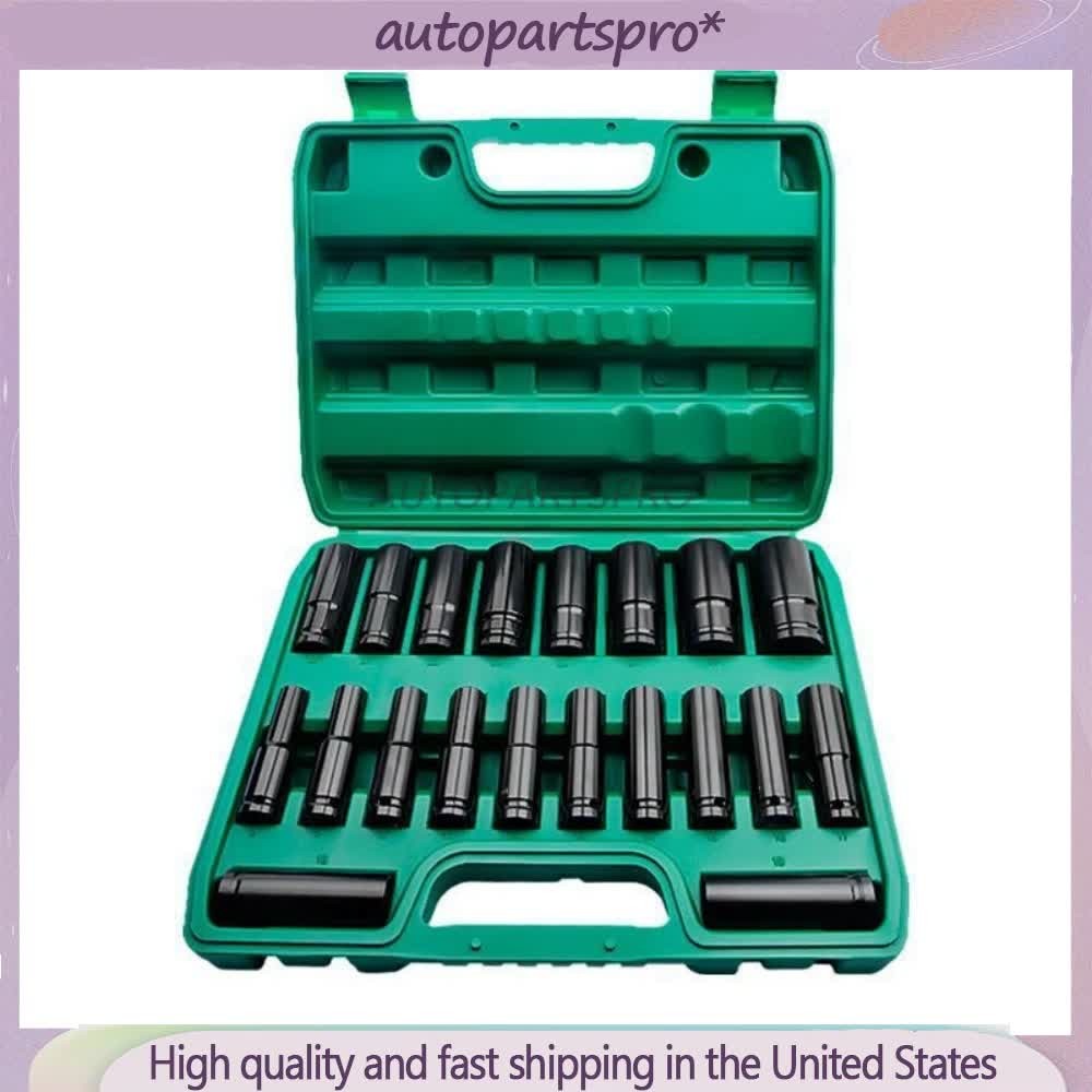 20PCS 1/2Inch Impact Sockets Set Drive Metric 8mm-32mm Deep 6-Point Set ...