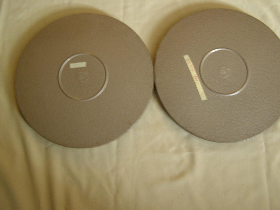 2 - Vintage 2,000 foot 16mm Metal 15" Film Reels & Cans 15" Huge Reels ...