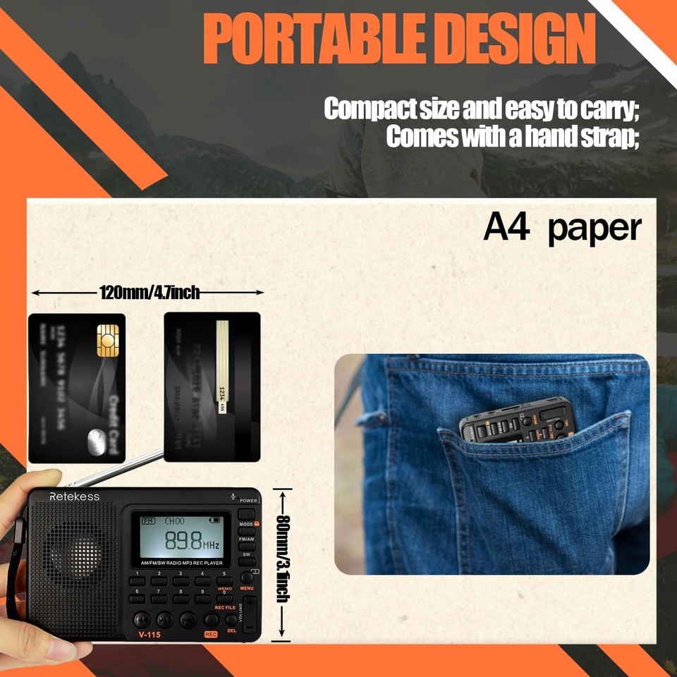 V115 Shortwave Radio, Digital Radio AM FM, Shortwave Receiver with ...