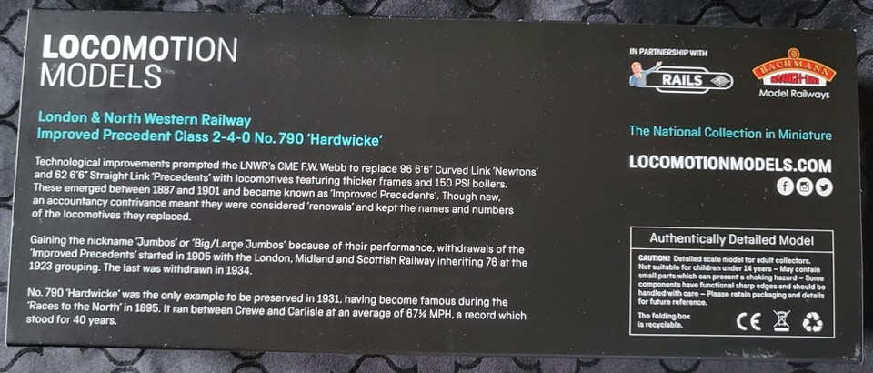 BACHMANN/RAILS 35-160 NRM LNWR IMPROVED PRECEDENT 790 HARDWICKE IN LNWR ...