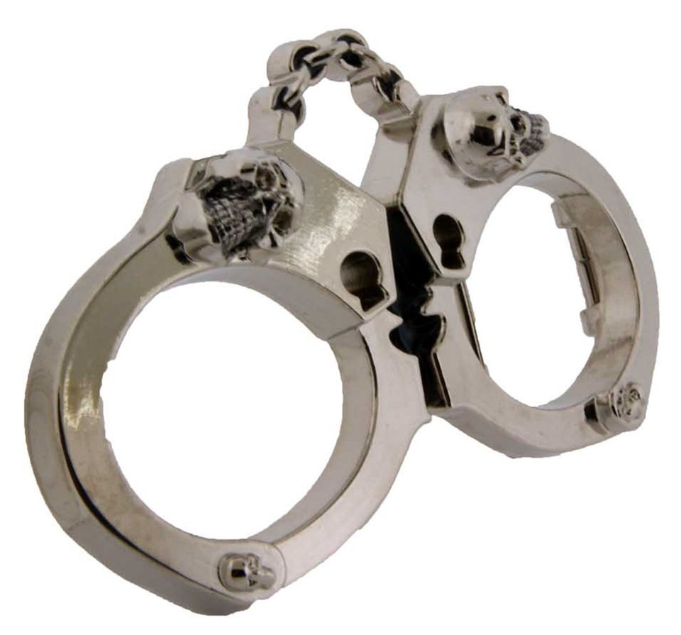 Handcuffs Belt Buckle Rock Rebel Skull Silver Metal Halloween Costume ...