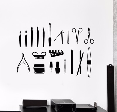 Vinyl Wall Decal Beauty Salon Tools Nail Manicure Stylist Stickers ...
