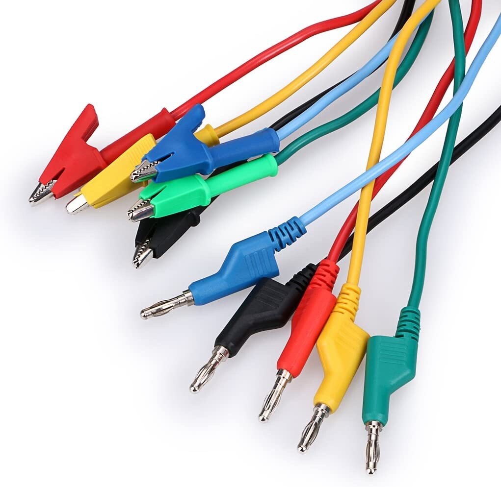 5PCS 4mm Multimeter Banana Plug to Crocodile Alligator Clip Test Probe ...