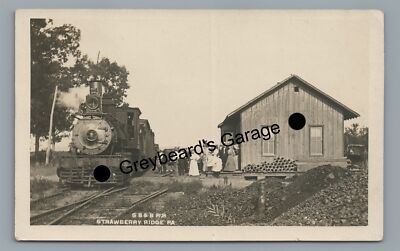 RPPC SB&B RAILROAD Train Station STRAWBERRY RIDGE PA Montour Real Photo ...