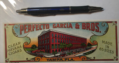 PERFECTO GARCIA & BROS TAMPA FLA Clear Havana Cigar Box End Label ...