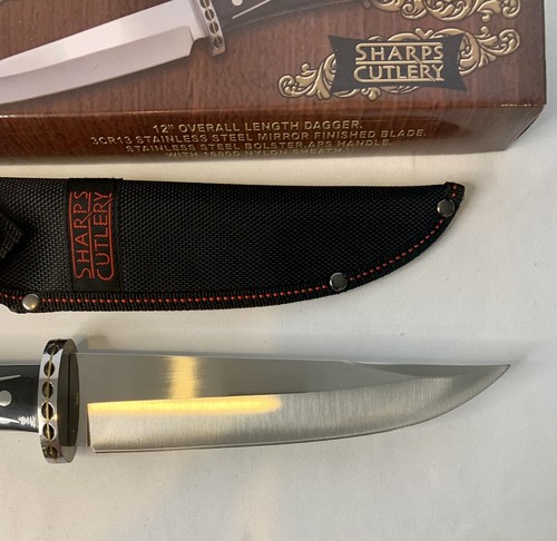NEW IN BOX SHARPS CUTLERY 12" OVERALL BOWIE KNIFE WITH SHEATH SHP-002 ...