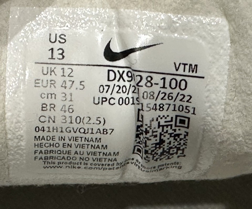 Nike Waffle One White Phantom Men’s Leather/Suede Trainers UK Size 12 ...