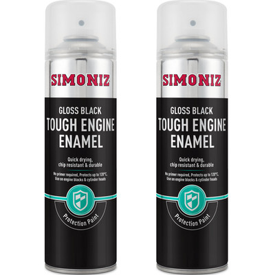 2 x Simoniz Gloss Black Engine Enamel Car Spray Paint Aerosol Can 500ml ...