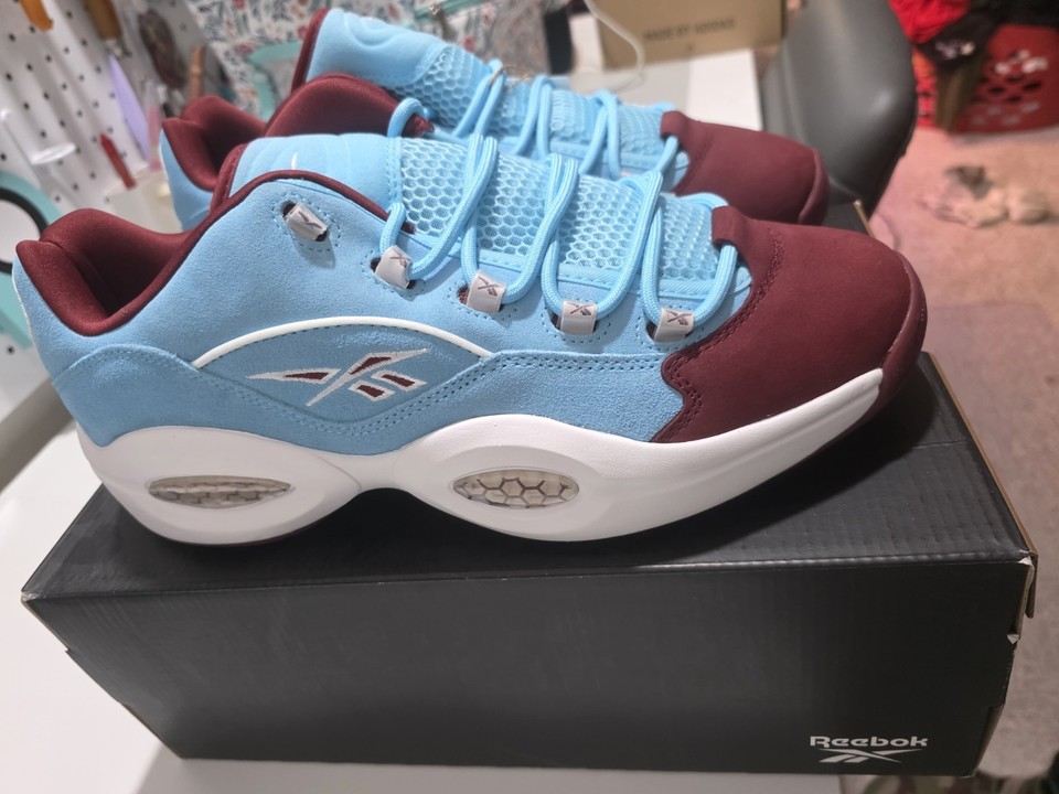 Size 12 - Reebok Question Low Phillies Burgundy and Powder Blue | eBay ...