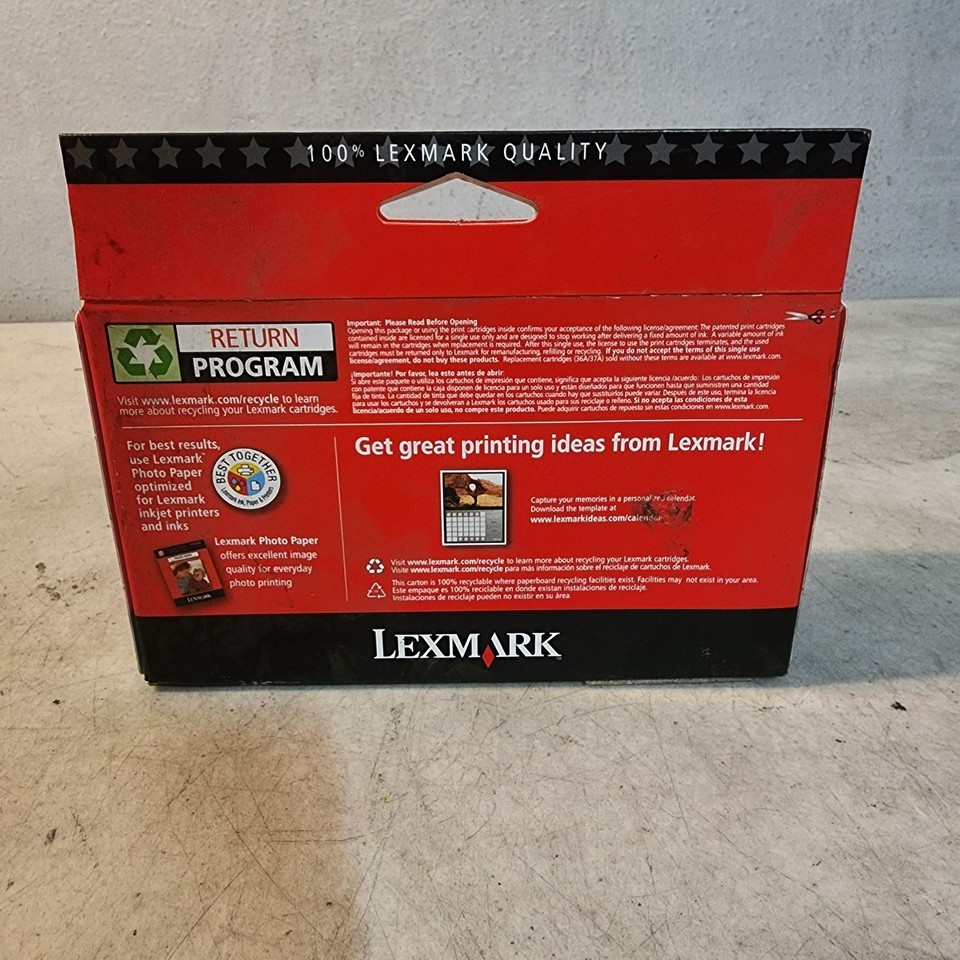 Lexmark 36 37 2PK Black Colr Ink Cartridges Genuine New OeM Sealed Box ...