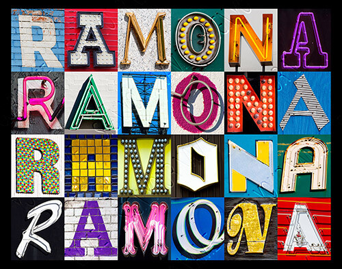RAMONA Name Poster featuring photos of actual sign letters | eBay