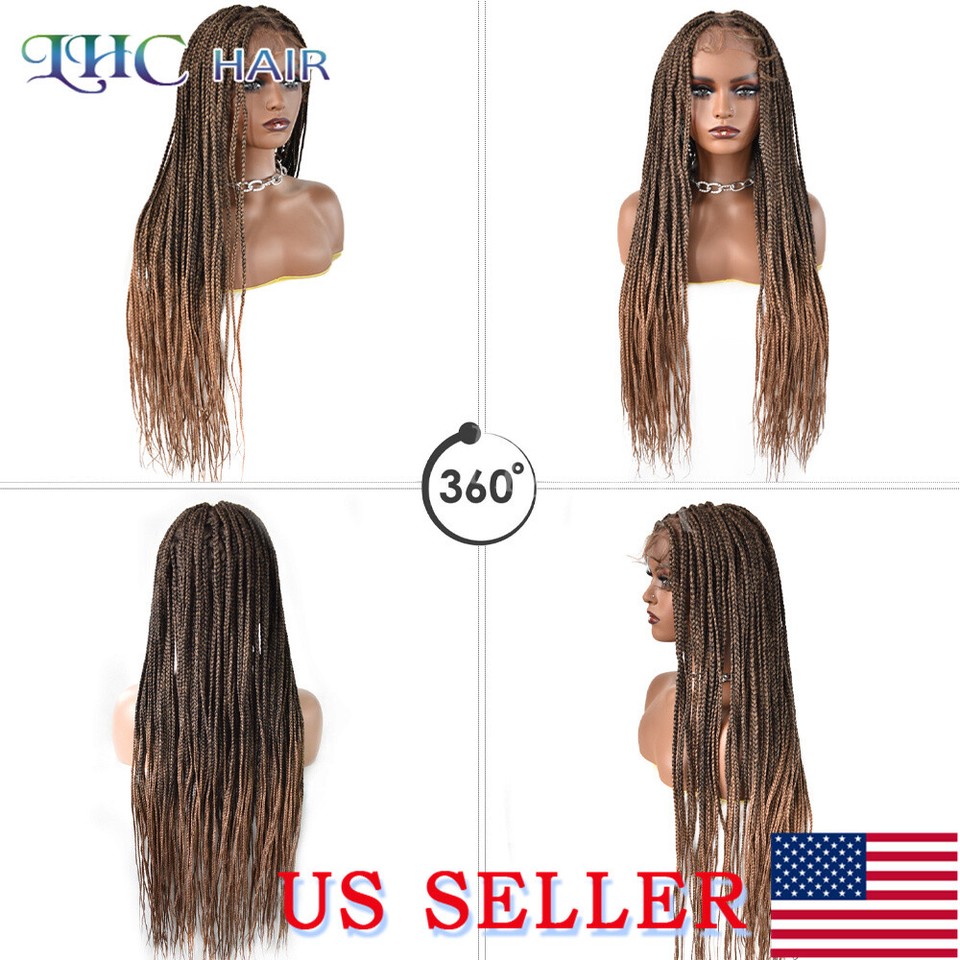 Swiss Lace Front Afro Box Braided Wig For Black Women Synthetic ...