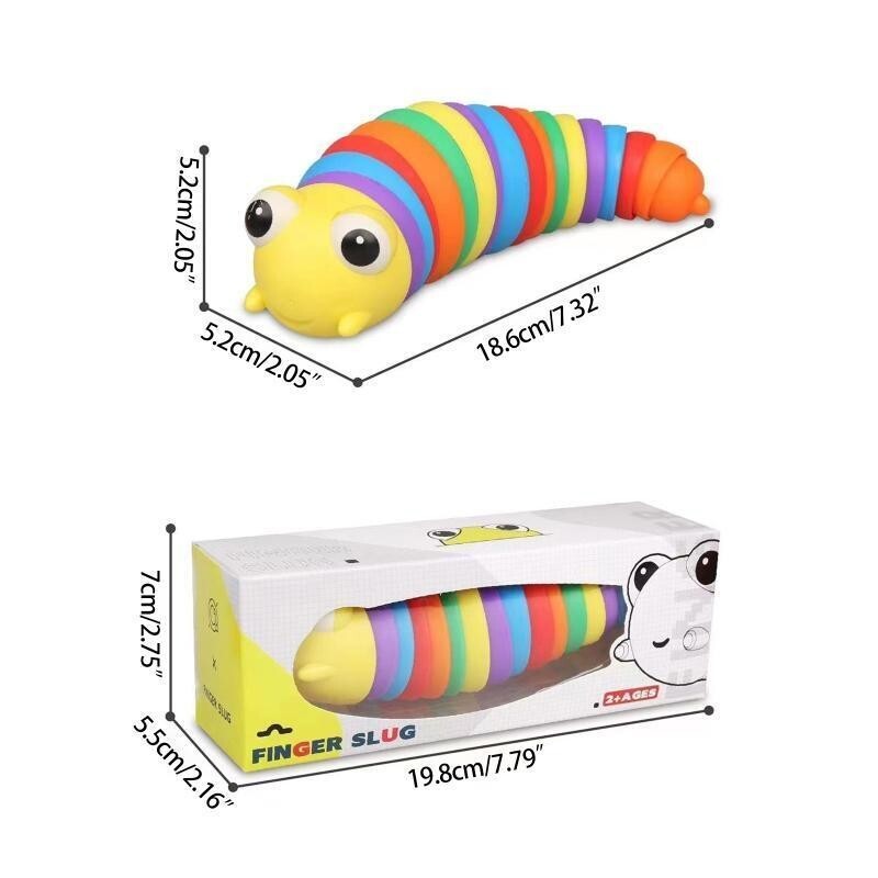 Finger Slug Flexible Sensory Fidget Toy Stress Relief Rainbow Game Kids ...
