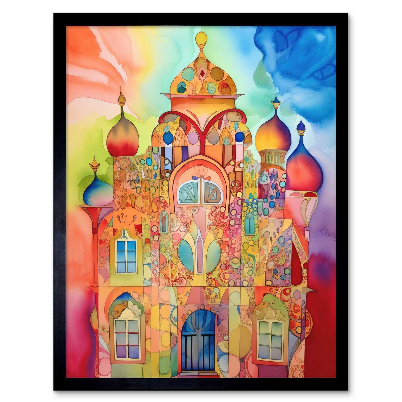 Jewish Synagogue Decorated Building Folk Art Framed Wall Art Picture ...