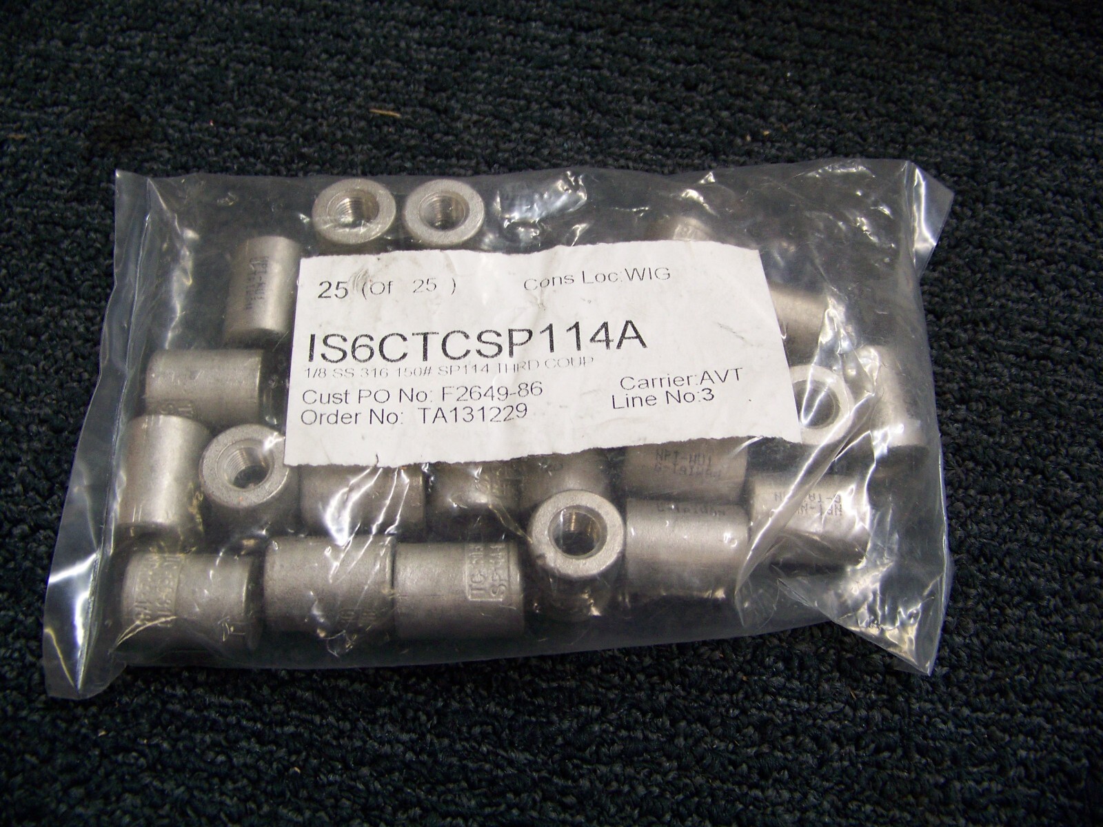 Lot of 25 1/8" 316 Stainless Steel 150# SP114 Threaded Coupling ...