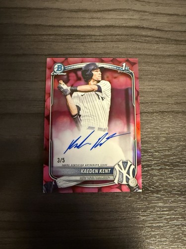 Kaeden Kent 1st Bowman Auto Bubble Gum Refractor 3/5 2025 Bowman Draft ...