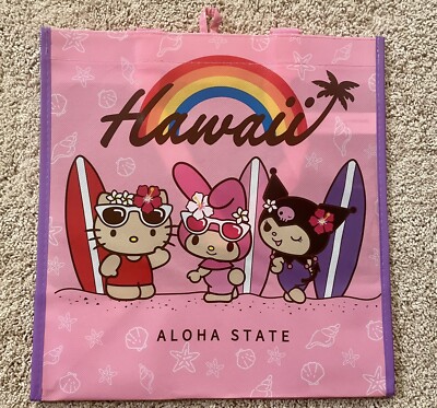 HAWAIIAN HELLO KITTY REUSABLE SHOPPING TOTE BEACH BAG HAWAII FRIENDS ...