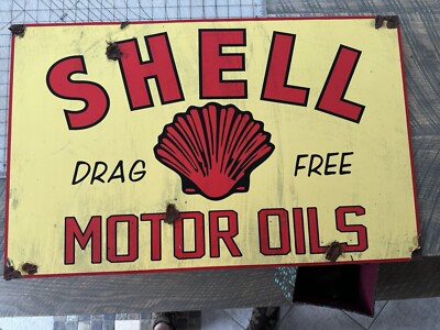 Antique style porcelain look SHELL Service dealer service gas station ...