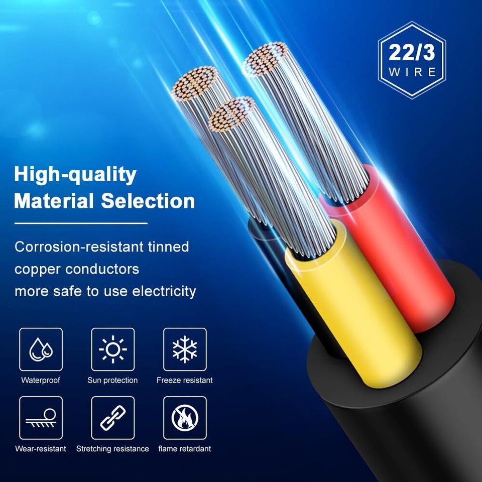 22 Gauge 3 Conductor Electrical Wire, 16.5Ft 2464 22Awg 3 Wire Cable ...