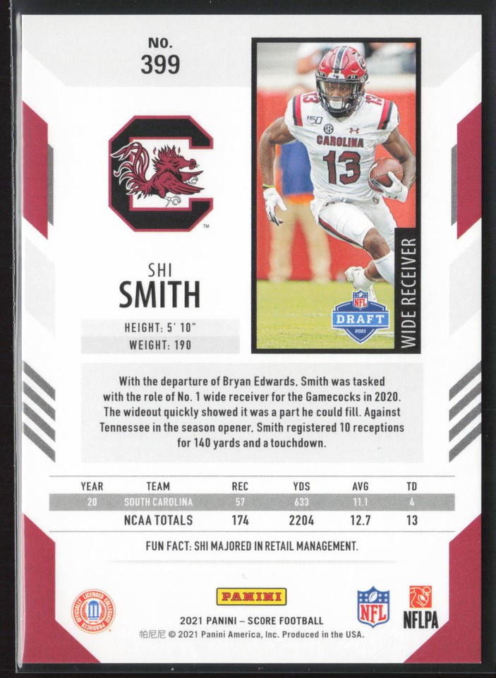 2021 Score Shi Smith Dots Gold /225 Rookie Card RC #399 | eBay
