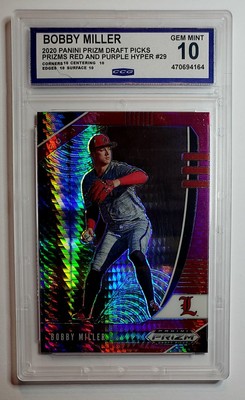 Bobby Miller ROOKIE 2020 Prizm Prizms RARE Red & Purple Hyper #29 CCG ...