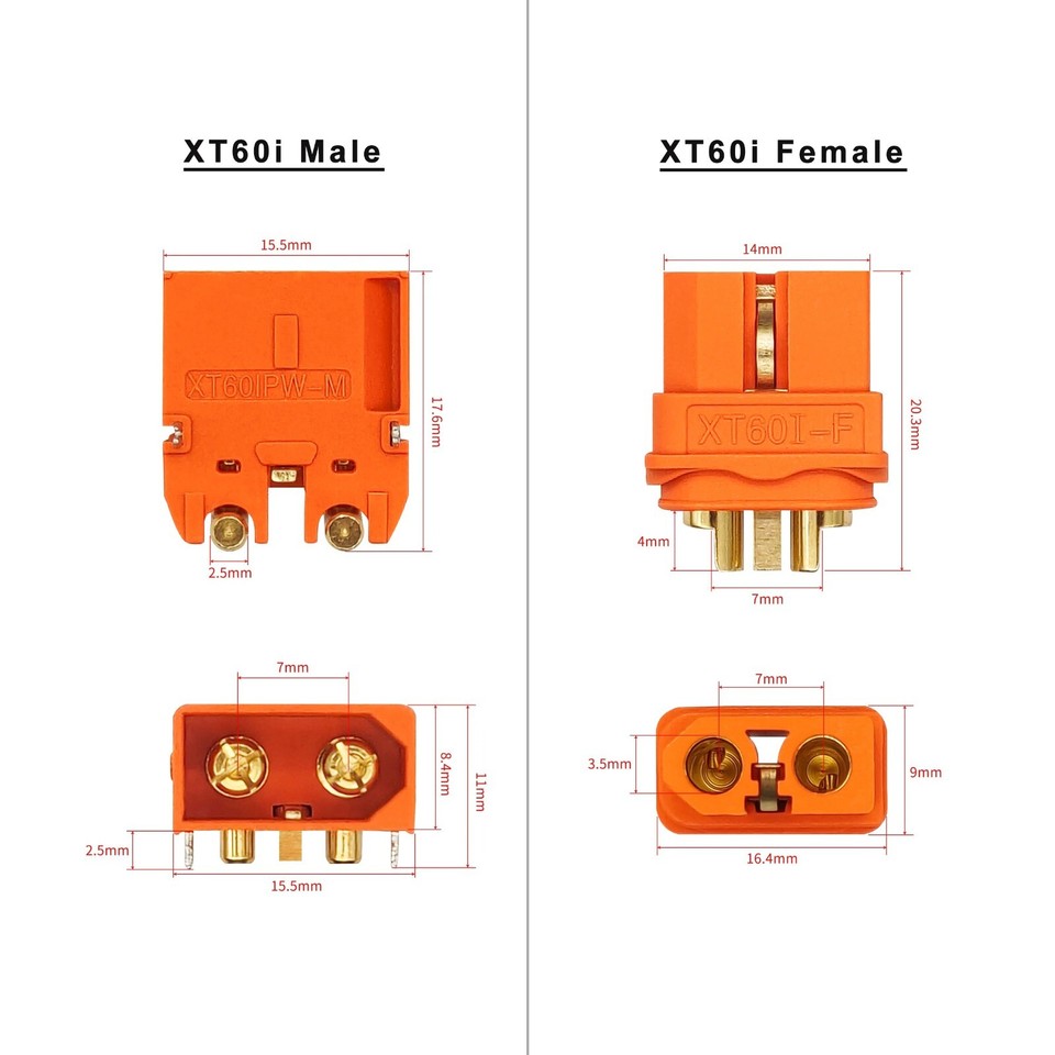 10AWG XT60i to XT60i Female Male Connector Solar Extension Charging ...