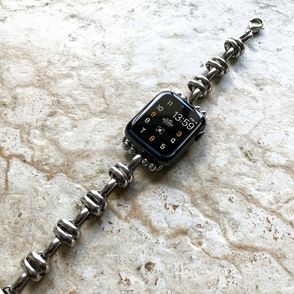 Silver Color Double Chain Link Bracelet for Apple 38 40 42 44mm Watch ...