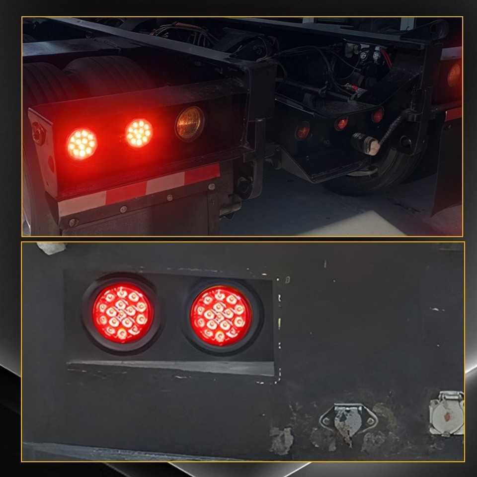 2/4X 4" Round 16LED Tail Light Running Brake Stop Turn Signal Lamp Semi ...