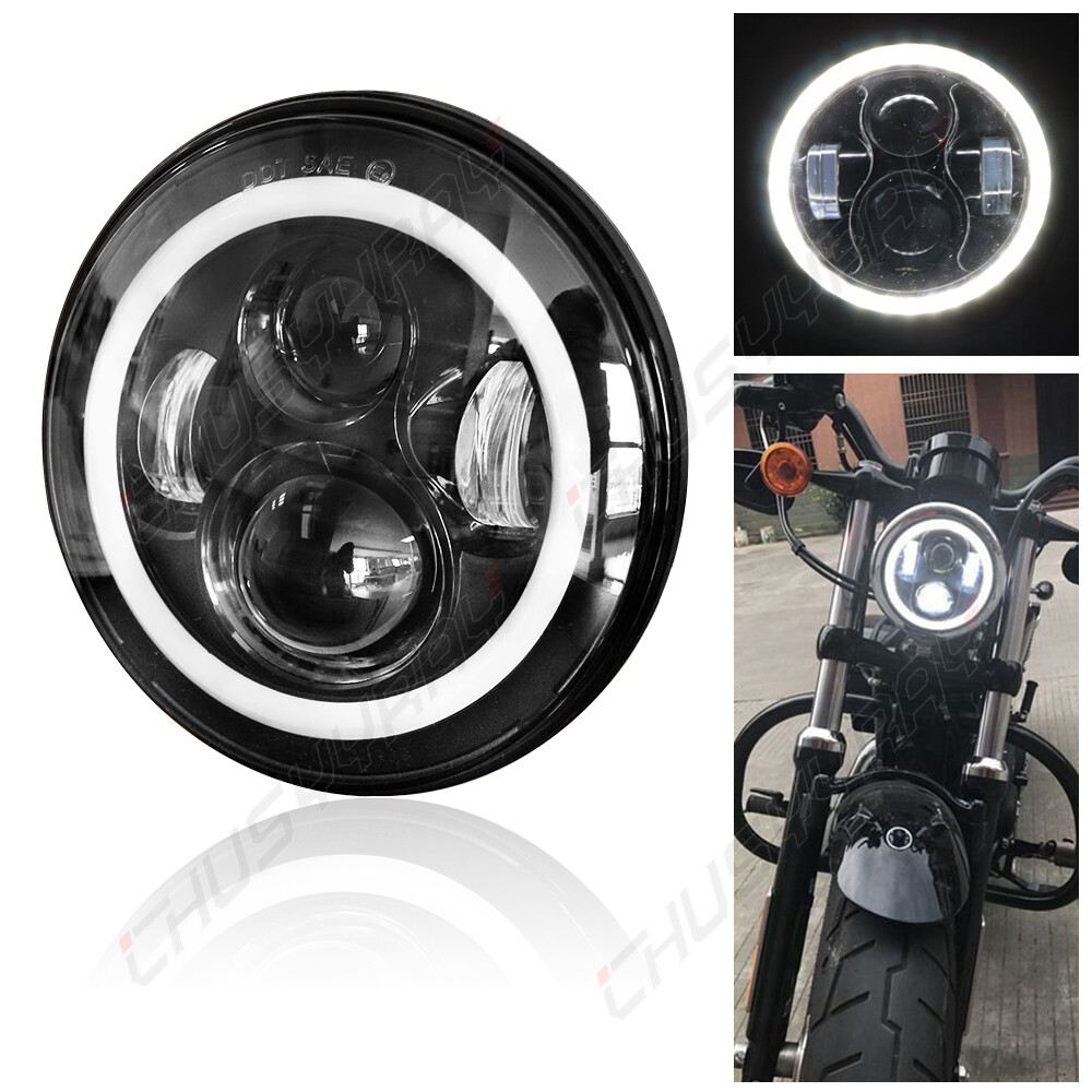 5.75" LED Headlight Halo DRL for Honda Shadow VT 600 700 750 1100 VTX ...