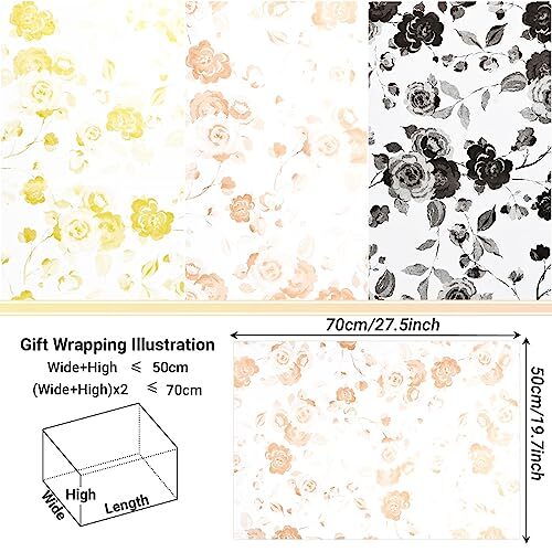 60 Sheets 28 * 20 Inches Rose Floral Pattern Tissue Paper for Gift ...