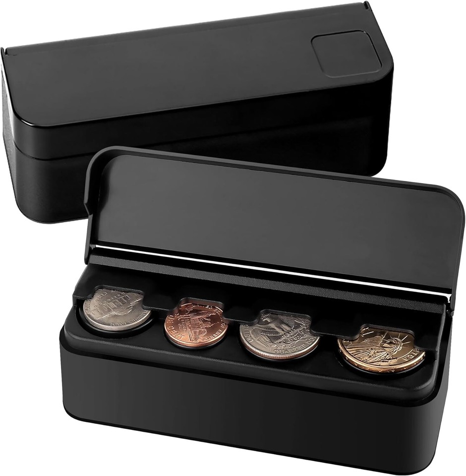 2 PCS Coin Holder for Car, Portable Mini Change Storage Box,Auto Coin ...