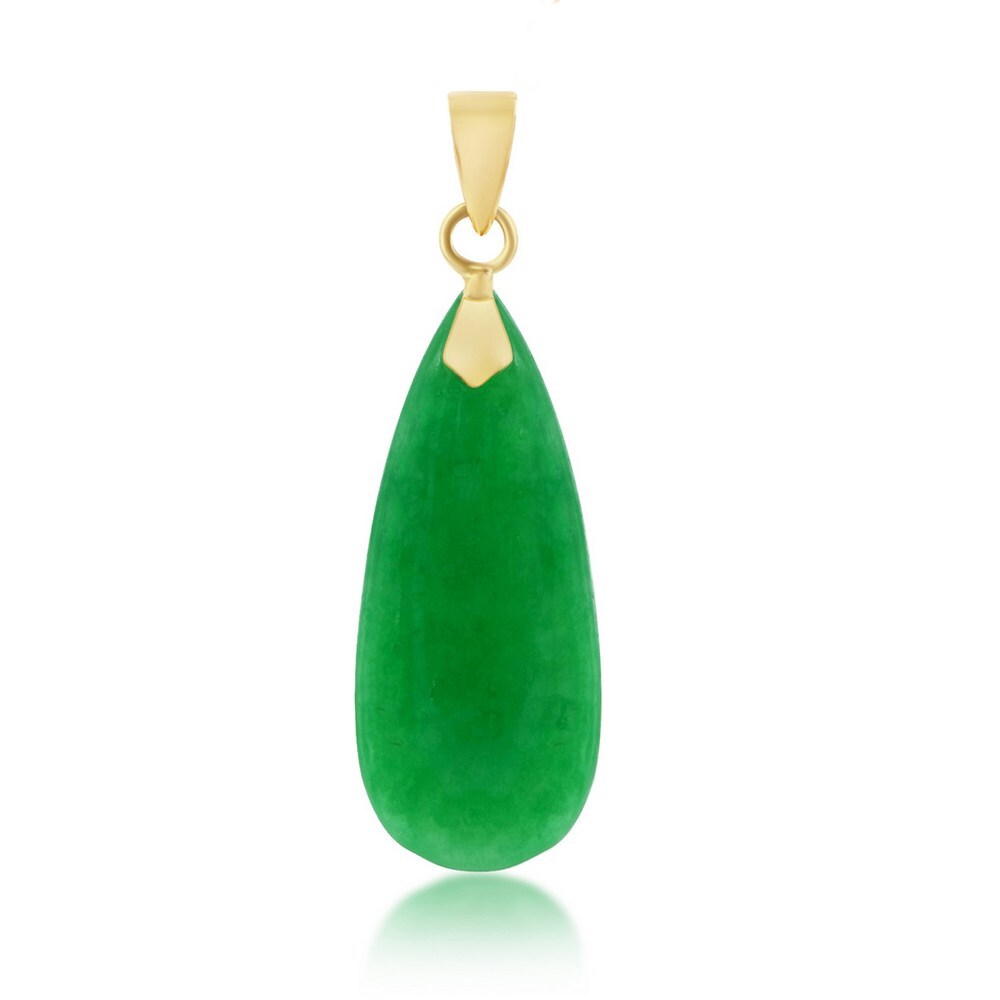 iJewelry2 - 14K Yellow Gold Flat Jade Pear-Shape Pendant | eBay
