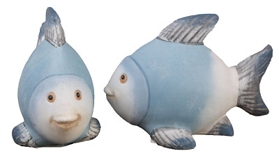 2er Set Fische aus Terrakotta 10x14cm Standfisch Deko Figur maritime ...