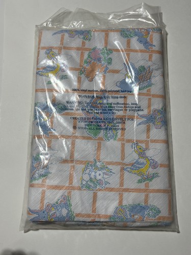 Avon Springtime Bunny Collection Vinyl Tablecloth Easter 60" Round ...