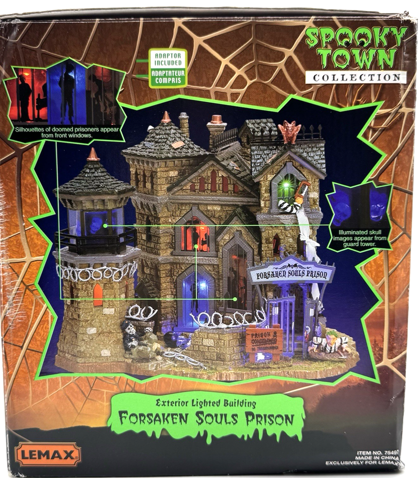 Lemax Forsaken Souls Prison Spooky Town Jail Halloween Village Lighted ...