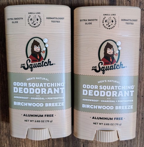 Dr. Squatch Birchwood Breeze Scent Men’s Natural Deodorant Stick 2.65 oz 2 Pack | eBay