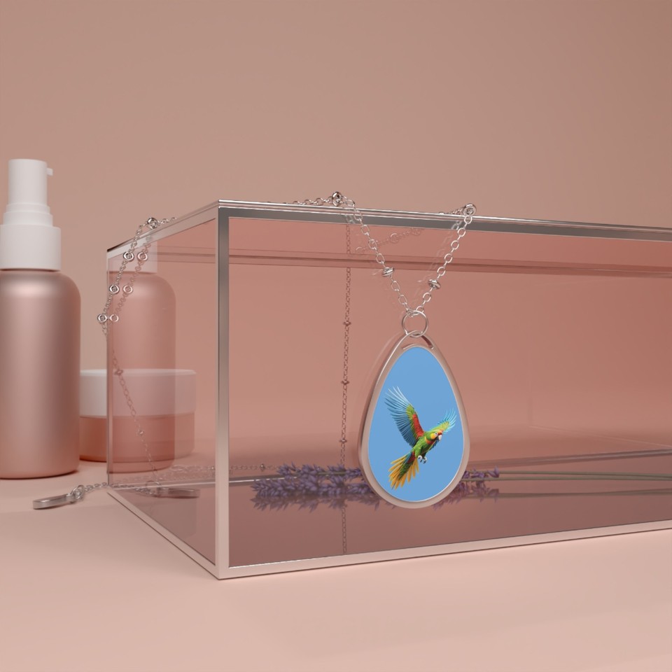 Parrot ellipse-shaped necklace bird watcher bird lover flying exotic ...