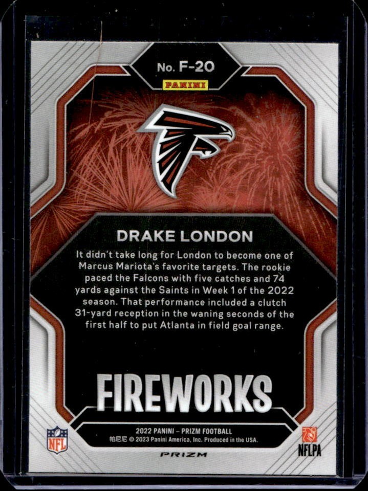 2022 Panini Prizm Drake London Fireworks Silver Prizm Rookie RC #F-20 ...