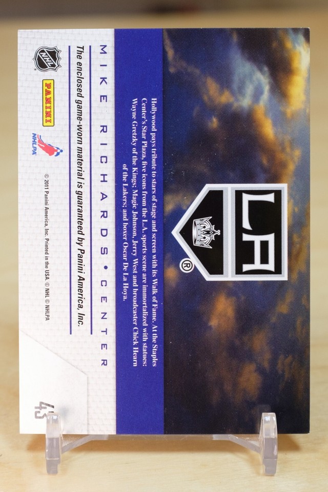 2011-12 Panini Pinnacle Game Night Materials #43 Mike Richards Los ...