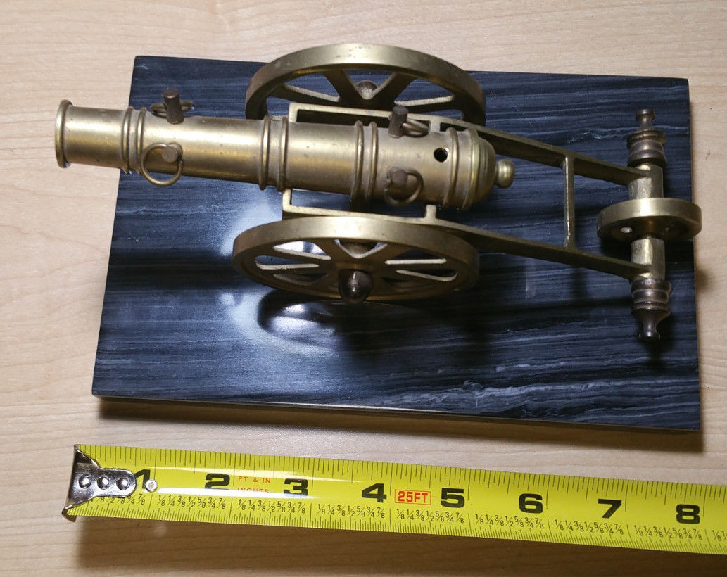 Toy Brass Cannon model 8 inches with black Marble desk Stand field gun ...