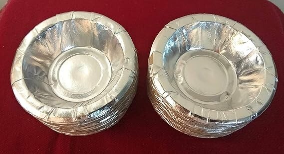 Craft Paper Solid Disposable Serving Bowl Dona Katori for Party (Silver ...