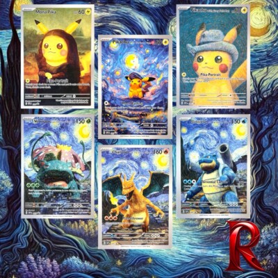 Pokemon Van Gogh 151 Original Starters ACG Art Starry Night Promo Card ...