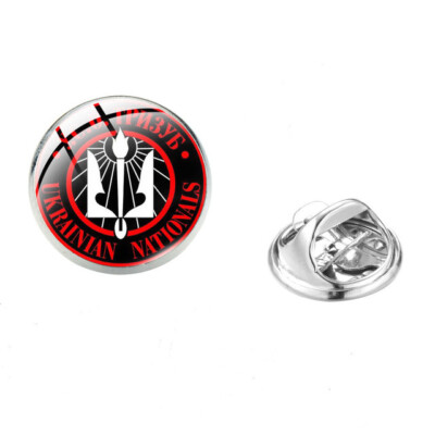 UKRAINE PIN Tryzub Brooch Round Badge Ukrainian Nationals Symbol Lapel ...