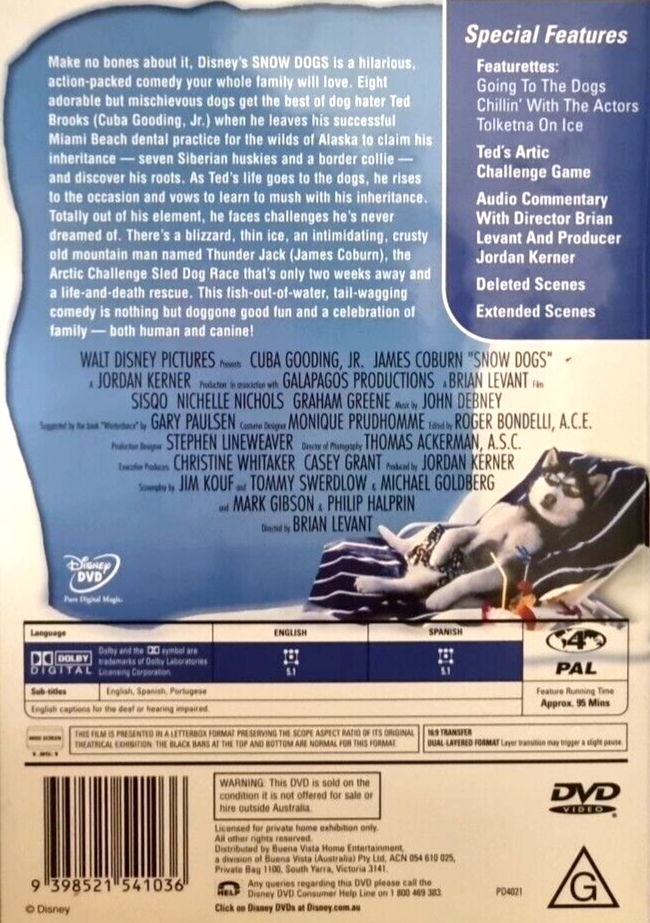 SNOW DOGS (DVD, 2002) Disney, Region 4 PAL - VGC | eBay