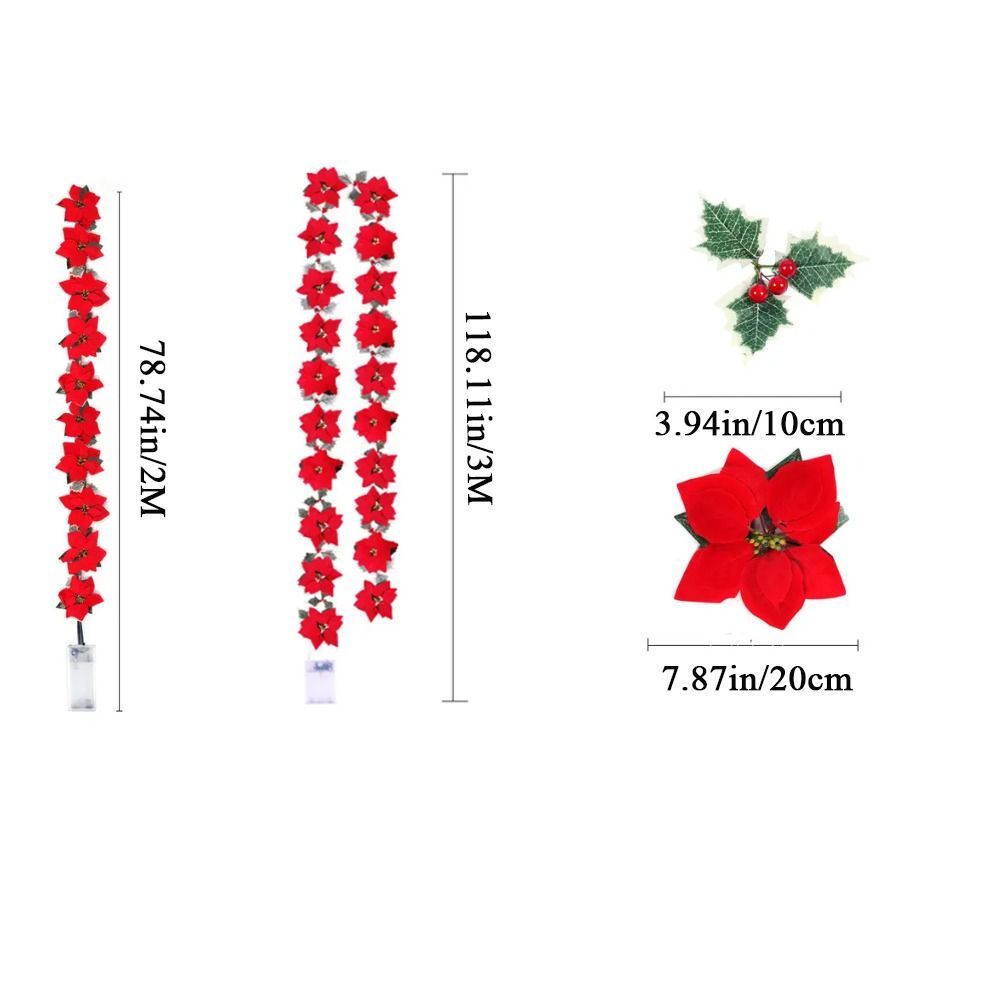 2m 10 LEDs Holly Leaves String Lights Xmas Tree Ornaments Christmas | eBay